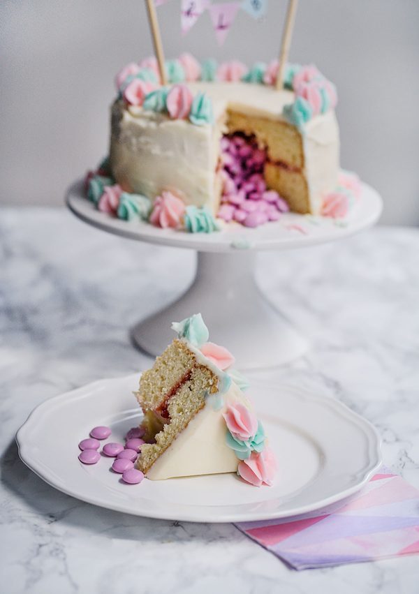 Gender Reveal M&M Cake - Obsessive Cooking Disorder