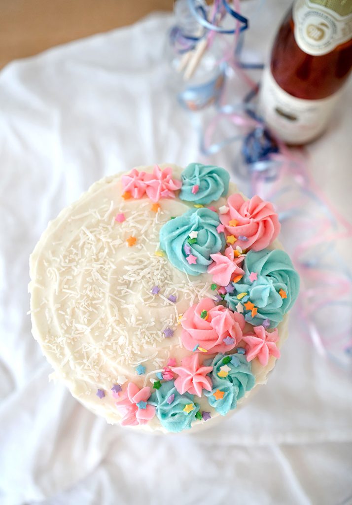 Ombre Gender Reveal Cake // Coconut Cake - Obsessive Cooking Disorder