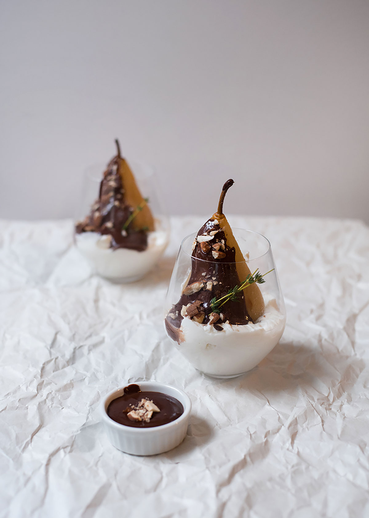 Poached Pears with Chocolate Sauce - Obsessive Cooking Disorder